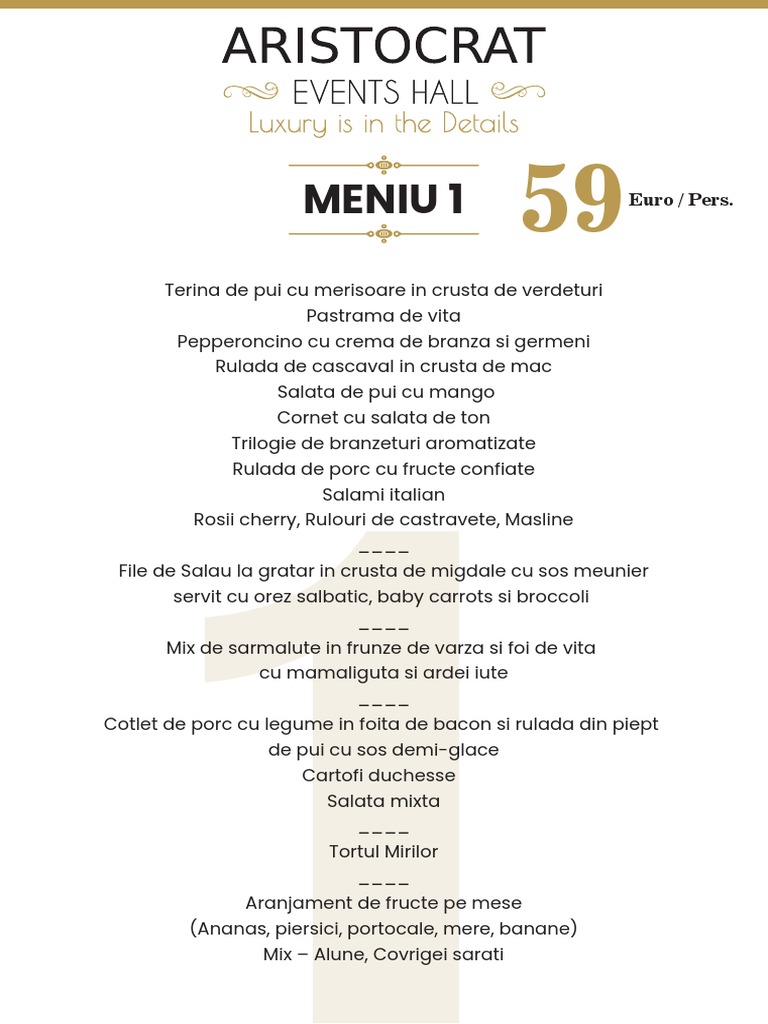Meniuri Nunta Aristocrat 2019 | PDF | Alcoholic Drinks | Drink