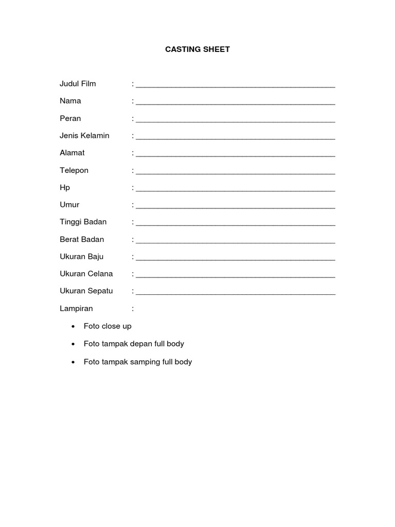 Casting Sheet | PDF