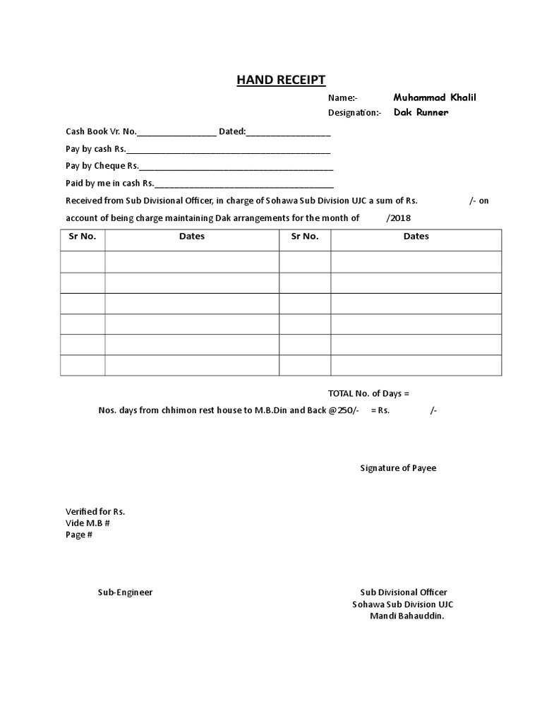 Hand Reciept 2 | PDF