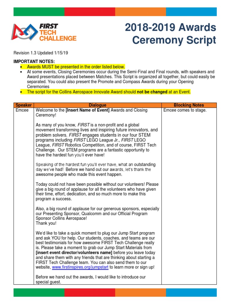 Awards Ceremony Script PDF | PDF | Science And Technology