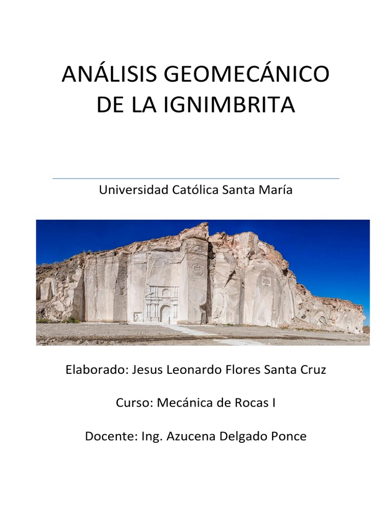 Análisis Geomecánico de Ignimbrita | PDF | Geología | Ciencias fisicas
