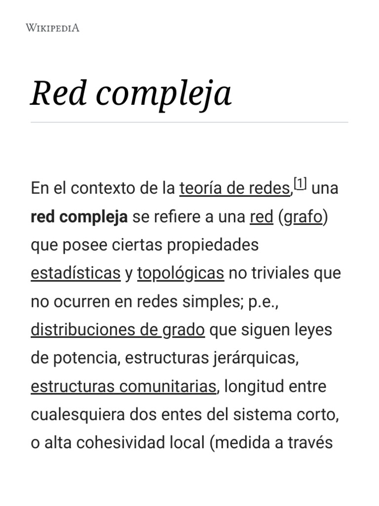 Red Compleja | PDF | Relaciones matematicas | Matemáticas Aplicadas