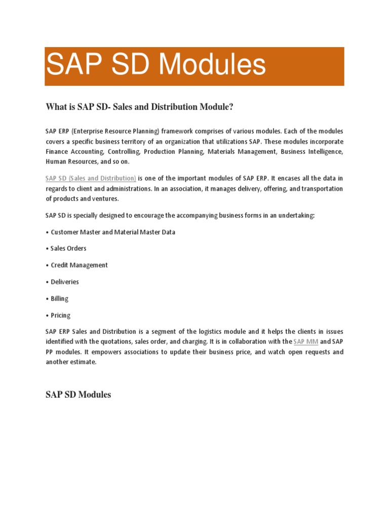 SAP SD Training PDF PDF | PDF | Information Technology Management ...