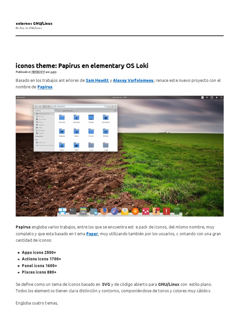Iconos Theme - Papirus en Elementary OS Loki - Entornos GNU - Linux ...