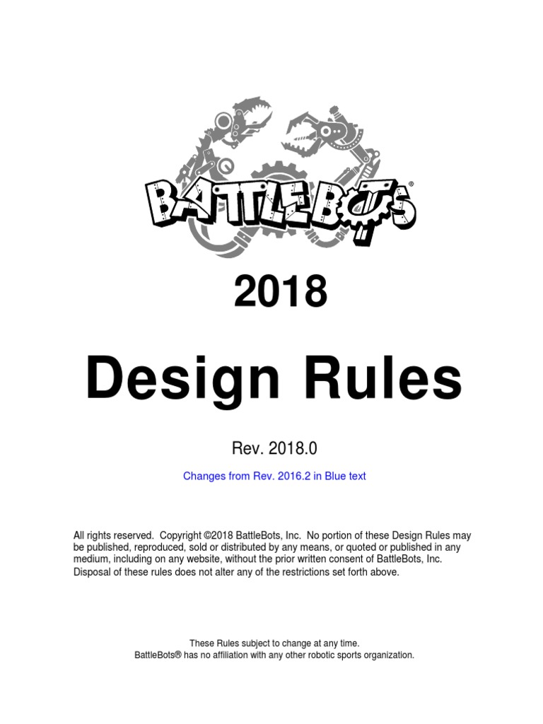 BattleBots Design Rules - Rev 2018.0 | PDF | Internal Combustion Engine ...