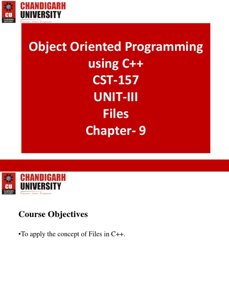 Object Oriented Programming Using C Cst 157 Unit Iii Files Chapter 9 Pdf Class Computer