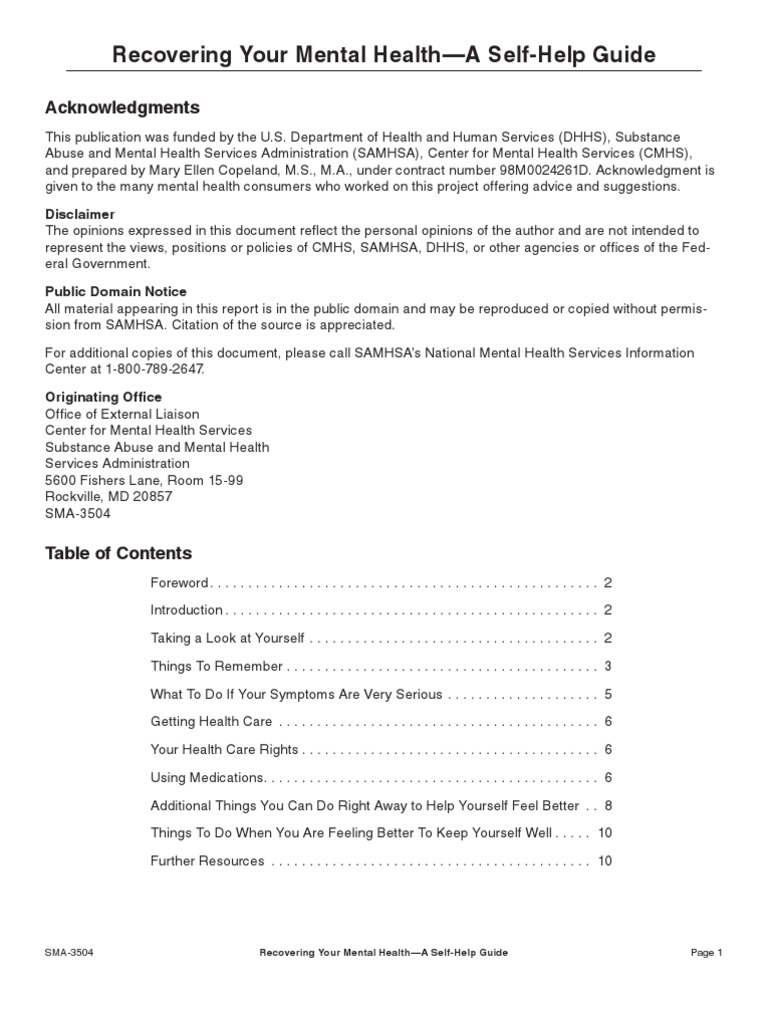 Mental Health Recovery Self-Help Guide | PDF | Recovery Approach ...