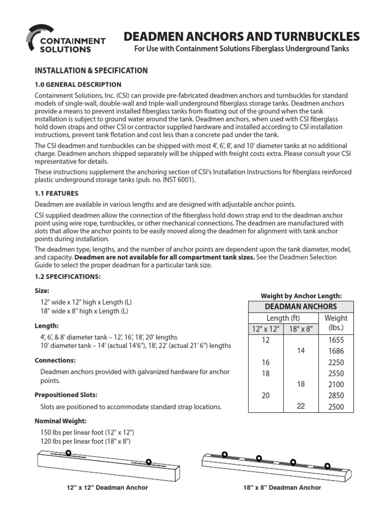 LIT PETRO Deadmen AnchorsTurnbucklesInstallation | PDF | Anchor ...
