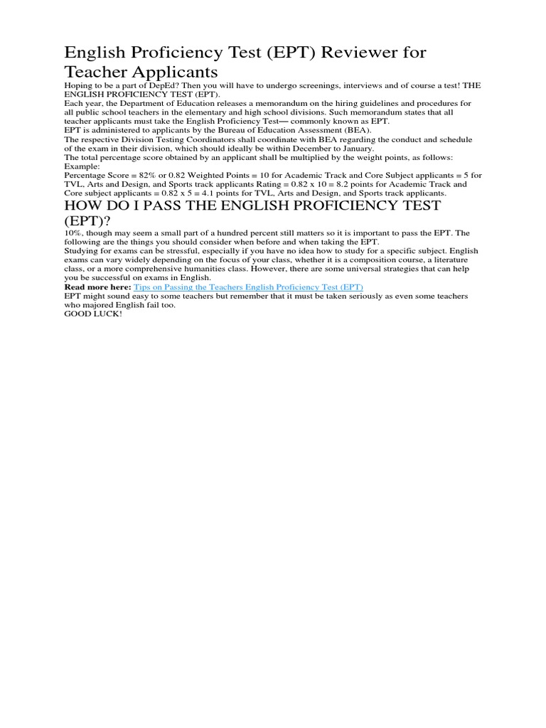 English Proficiency Test | PDF