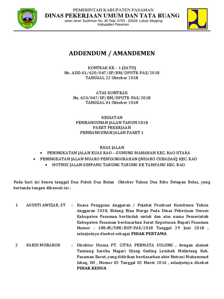 Addendum Kontrak | PDF