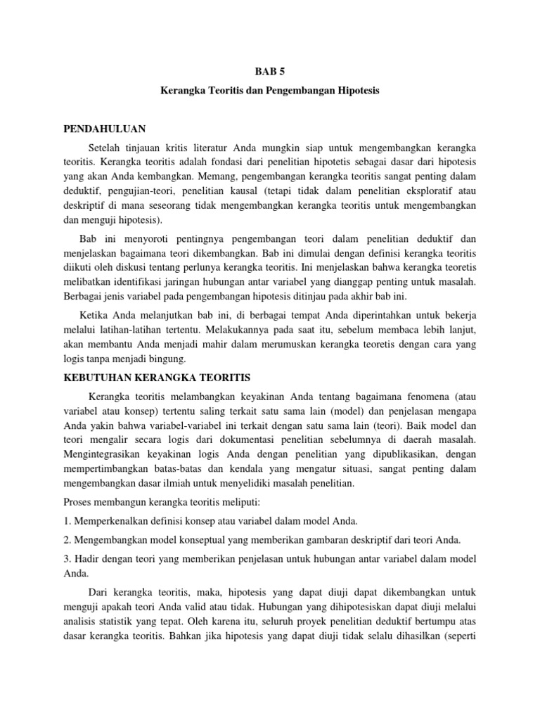 Bab 5 Kerangka Teoritis Dan Pengembangan Hipotesis Pdf