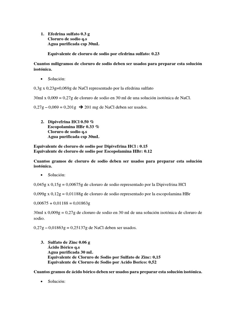 Ejercicios Isotonia | PDF | Compuestos químicos | Elementos químicos