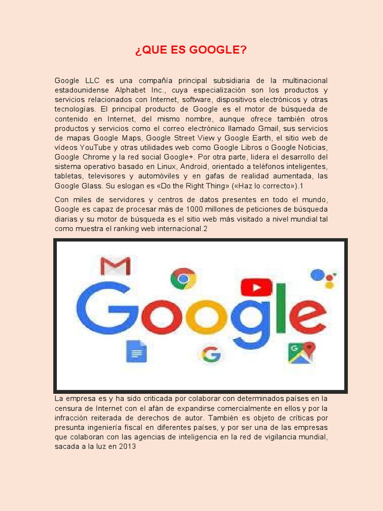 Definición y Funciones de Google | PDF | Informática | Red mundial