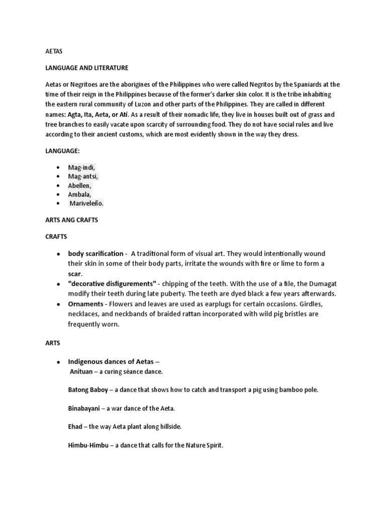 Aetas Infographics | PDF