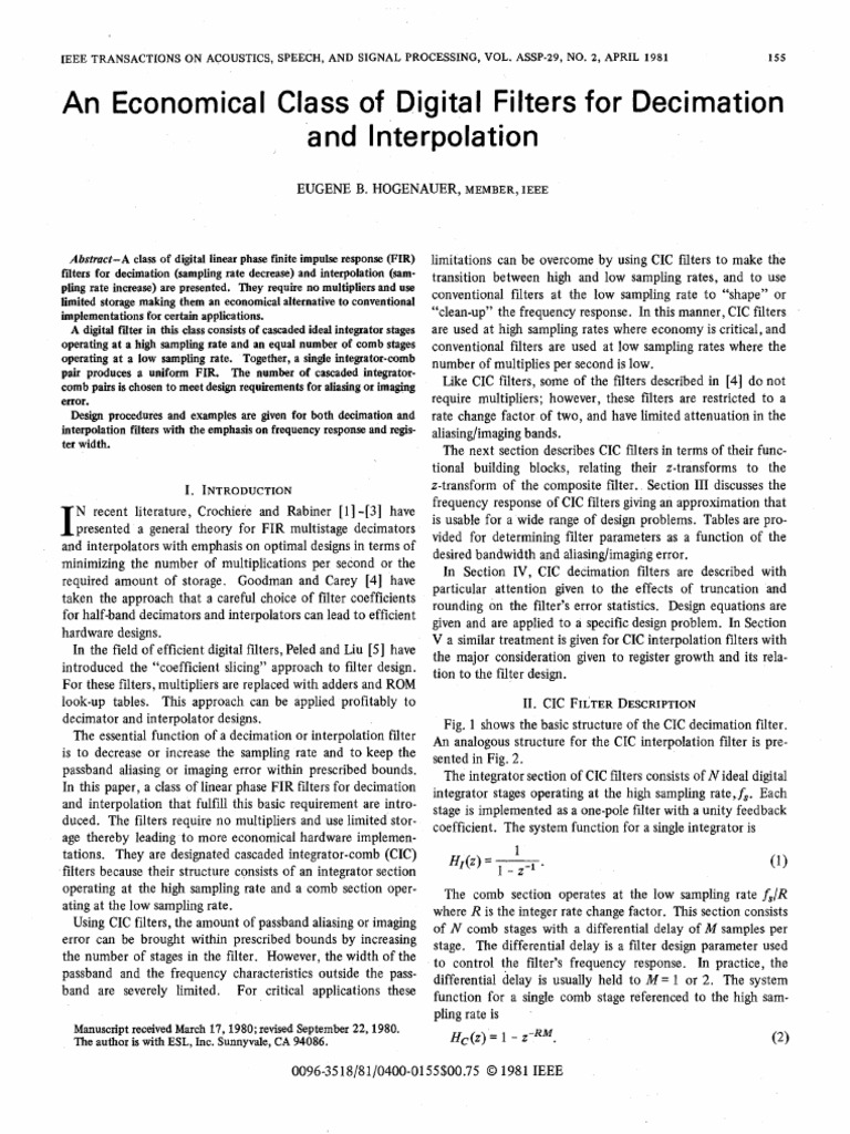 An Economical Class of Digital Filters For Decimation and Interpolation ...