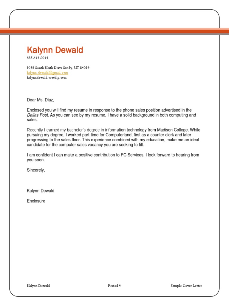 KD Cover Letter | PDF