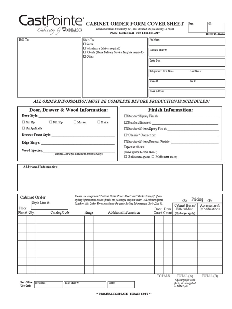 CP Order Forms 09 | PDF | Cabinetry | Door