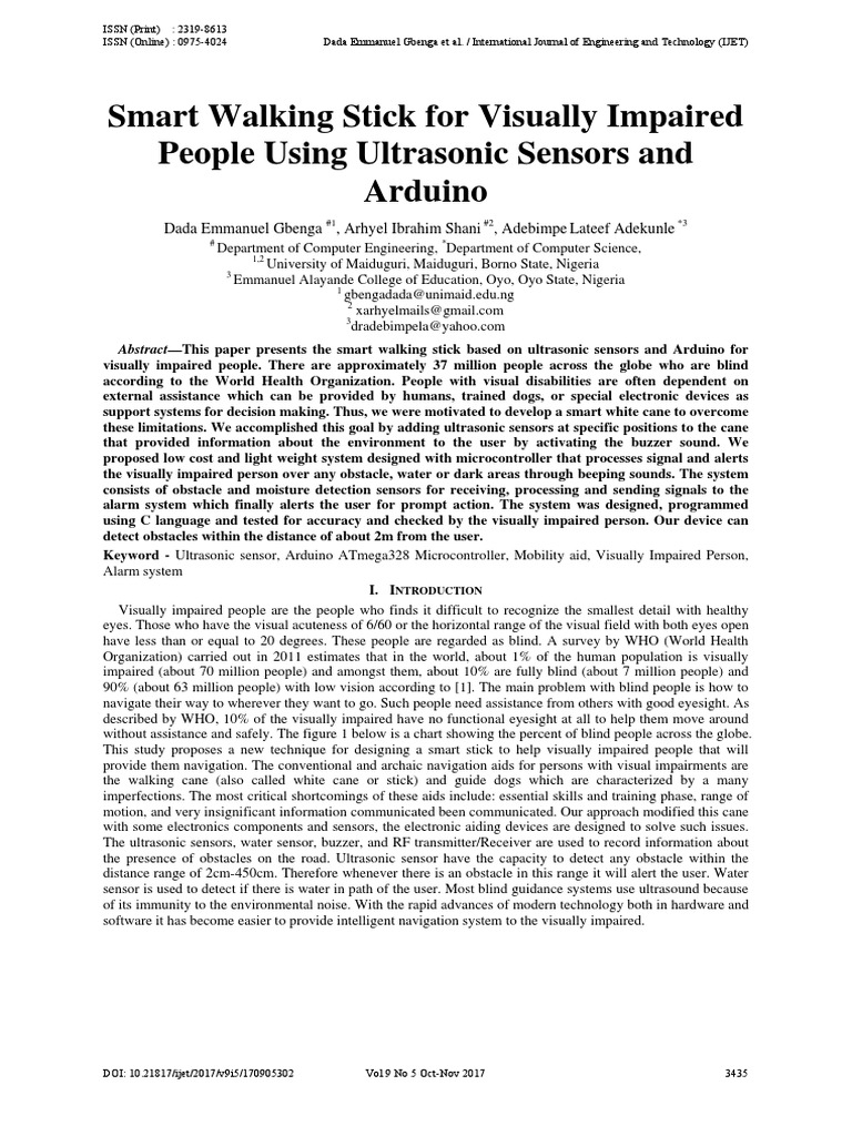 Smart Walking Stick for the Visually Impaired | PDF | Visual Impairment ...