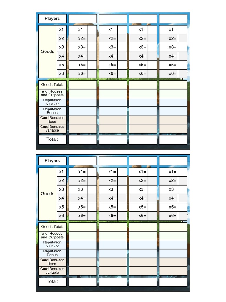 Player Resource Tracking Sheet - Multiple Rounds | PDF | Leisure | Sports
