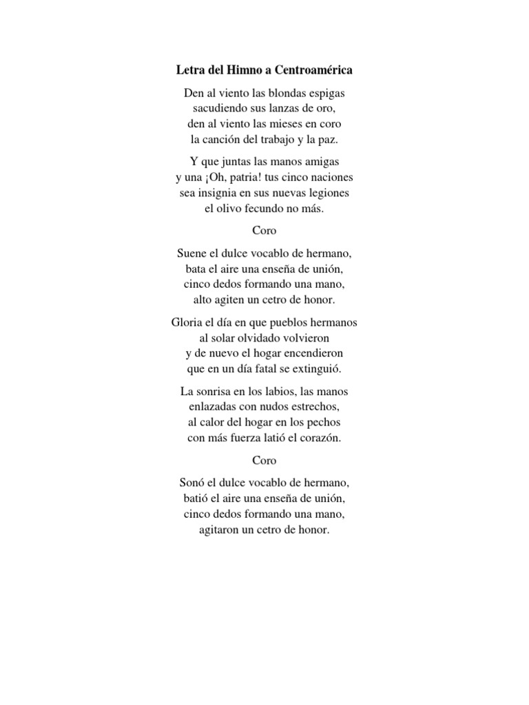 Letra Del Himno A Centroamérica | PDF