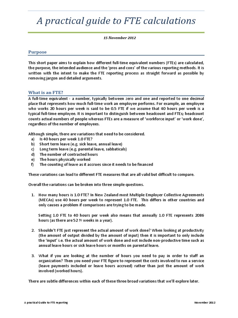 FTE Reporting Guide: Calculations & Methods | PDF | Full Time ...