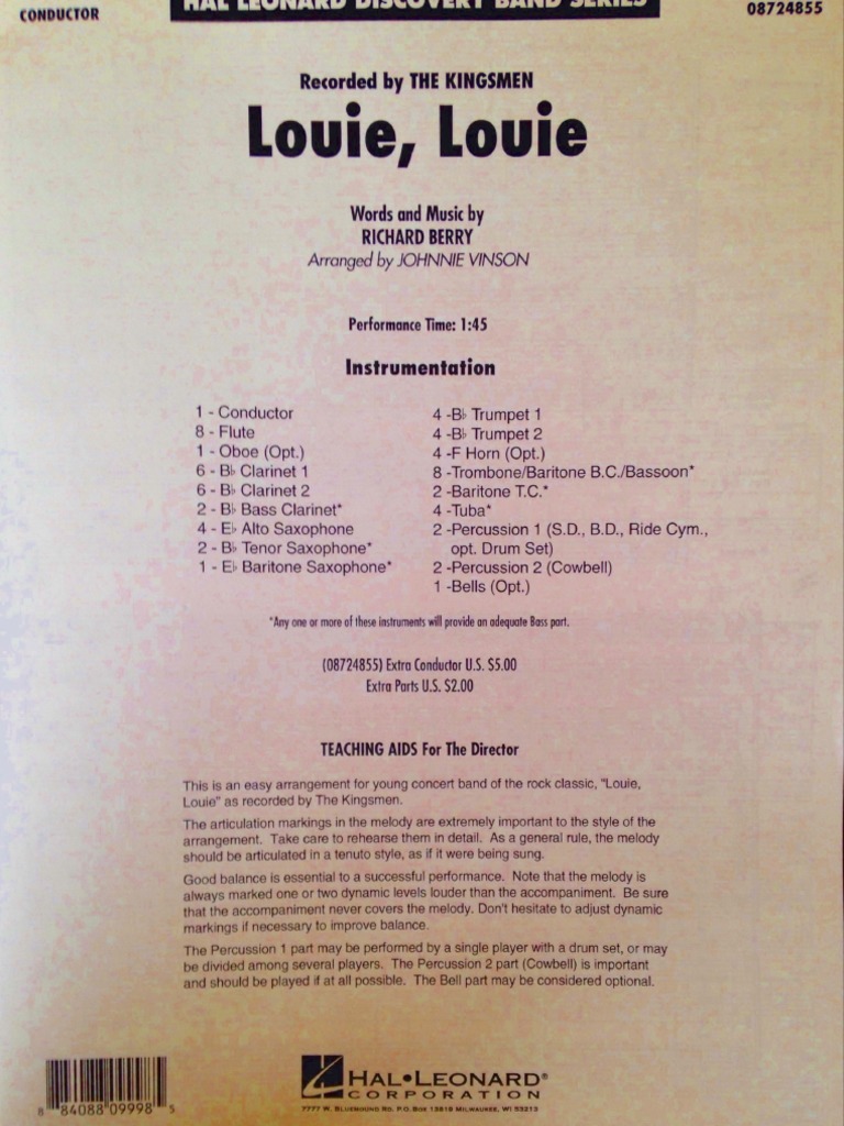 Louie Louie Score | PDF