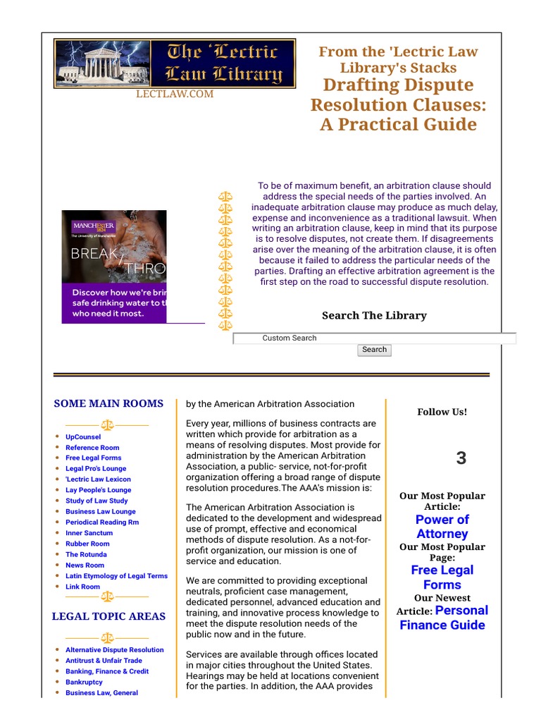 Drafting Dispute Resolution Clauses - A Practical Guide | PDF ...