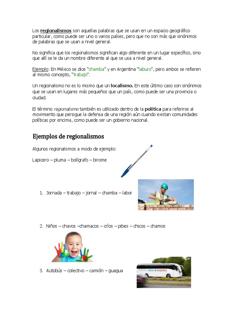 Ejemplos de Regionalismos Comunes | PDF