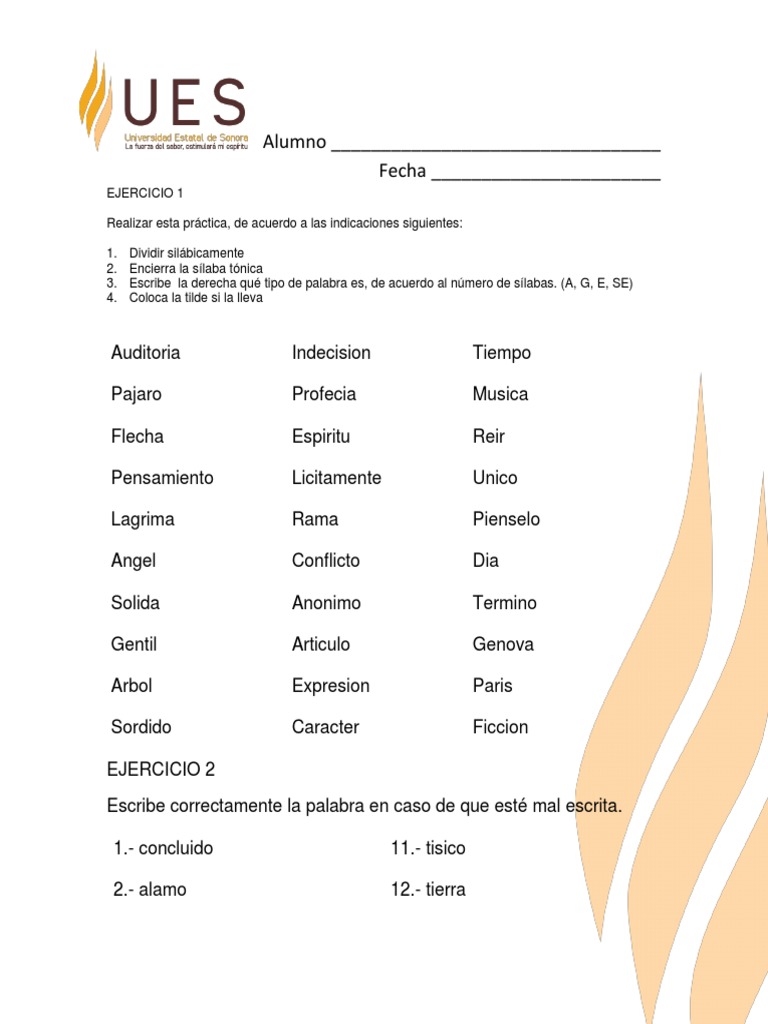 Ejercicio de Tildes | PDF