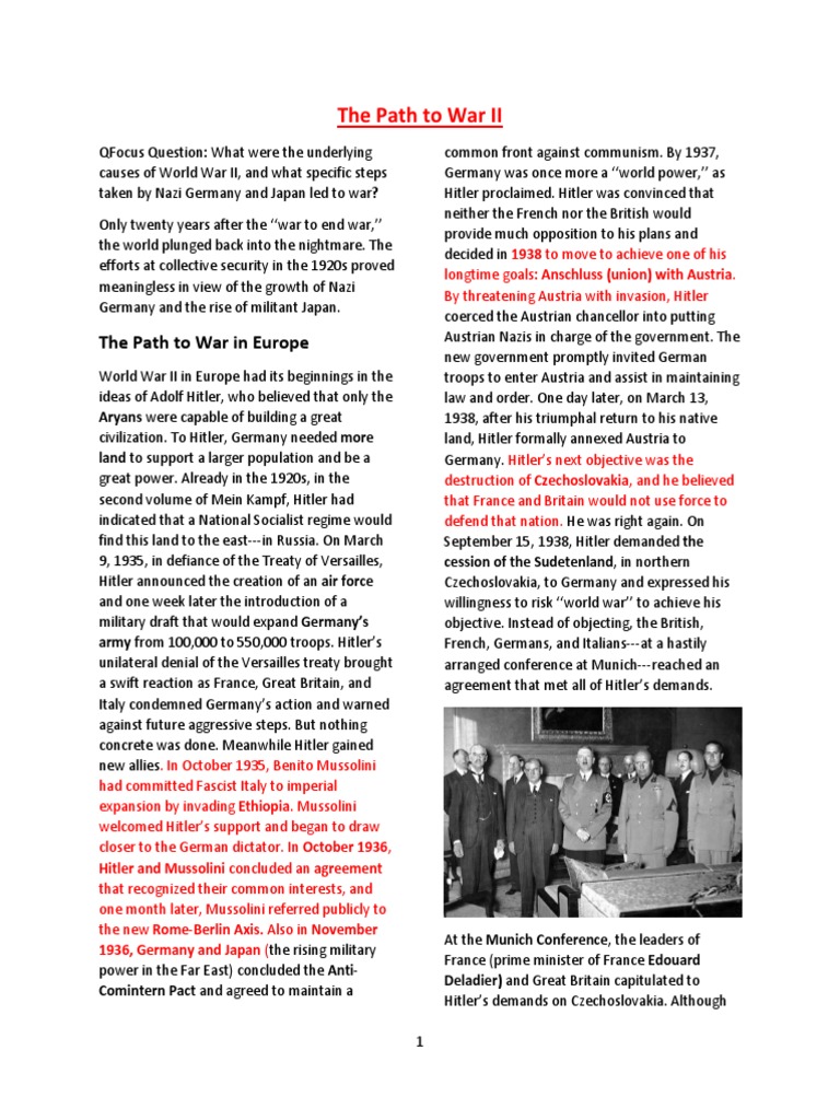 The Path To WWII | PDF | World War II | Nazi Germany