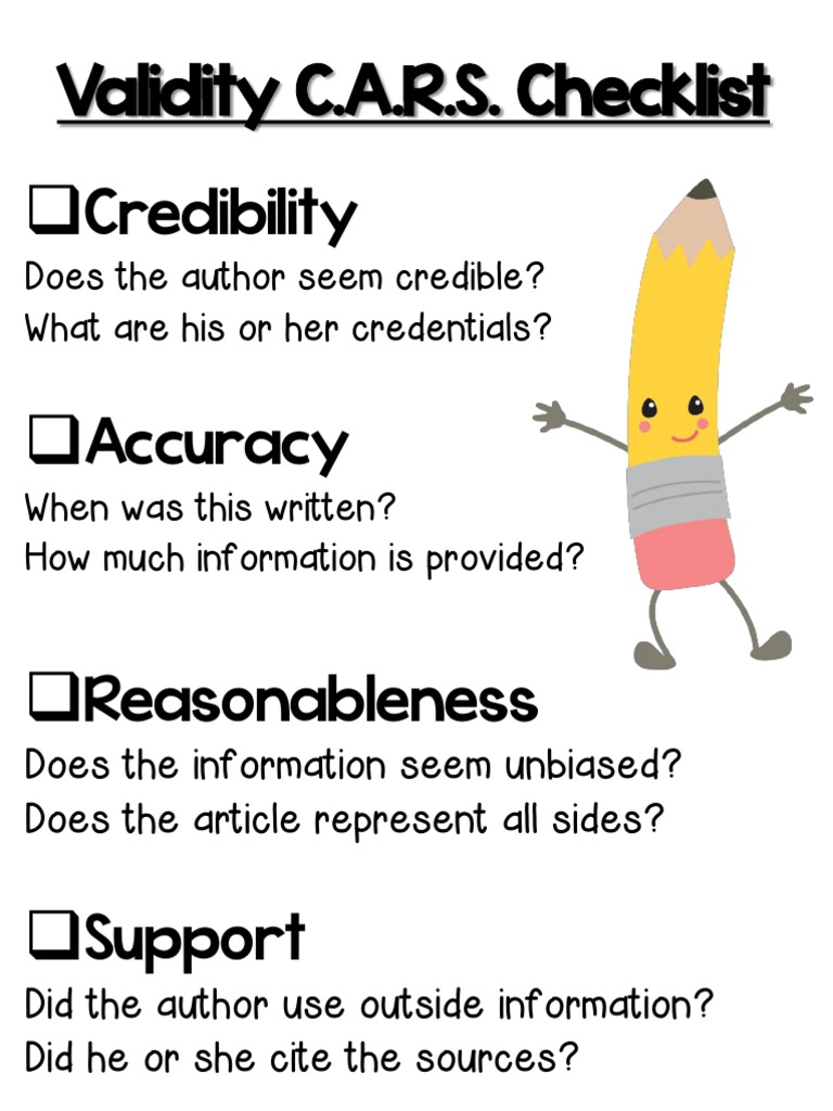 Credibility Accuracy: Validity C.A.R.S. Checklist | PDF