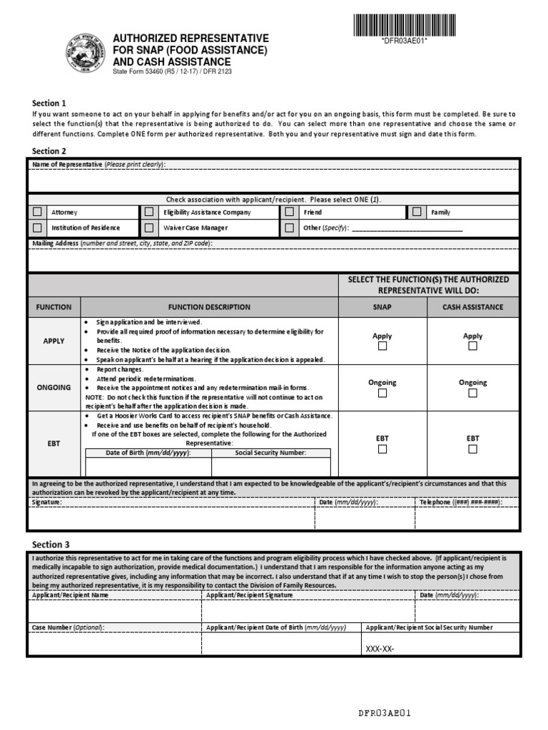 Authorized Representative For Snap (Food Assistance) and Cash ...