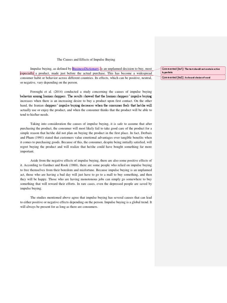 The Causes and Effects of Impulse Buying (With Comments) | PDF ...
