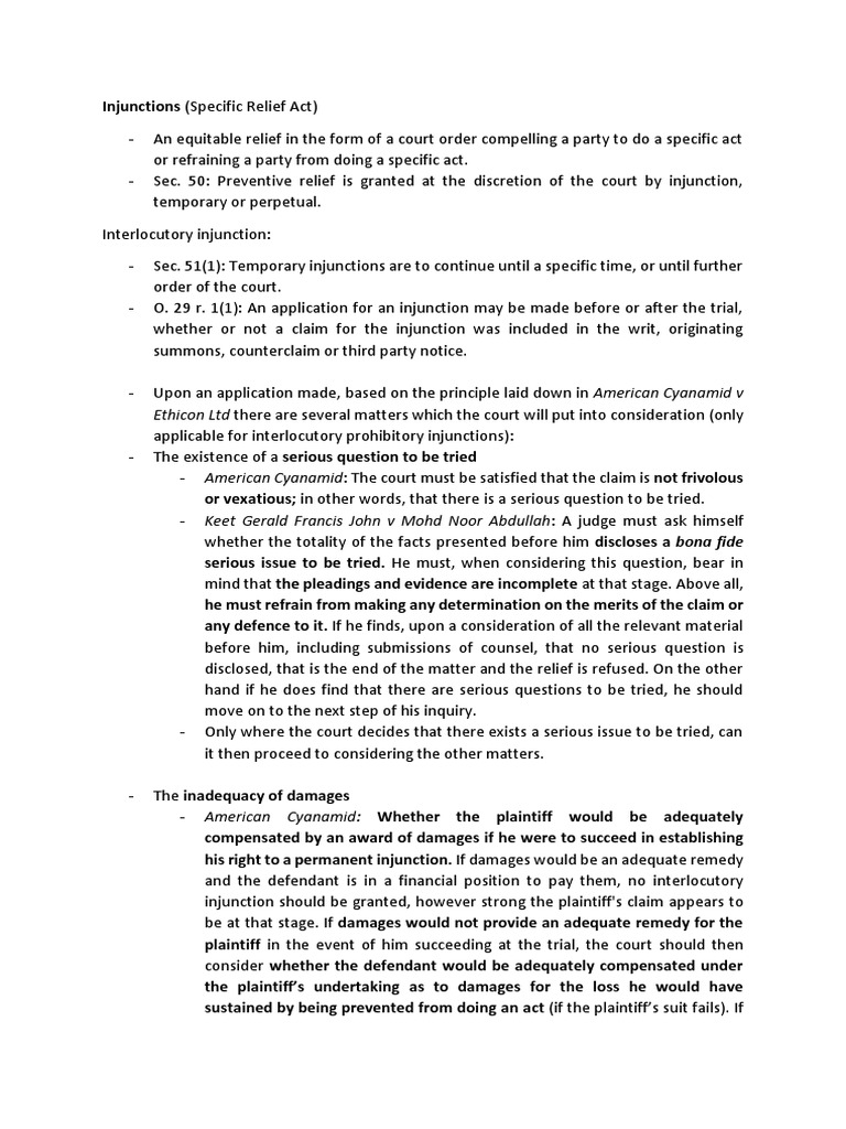 Injunctions - Discovery | PDF | Injunction | Damages