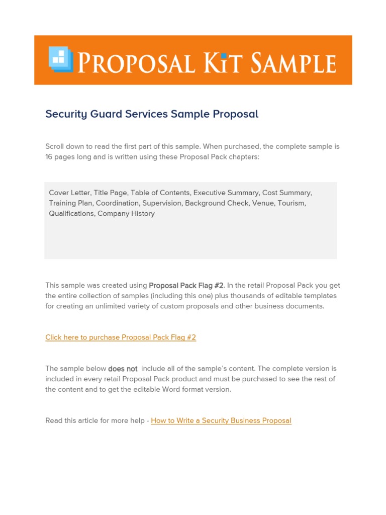 Security Services Sample Proposal | PDF | Security Guard | Police