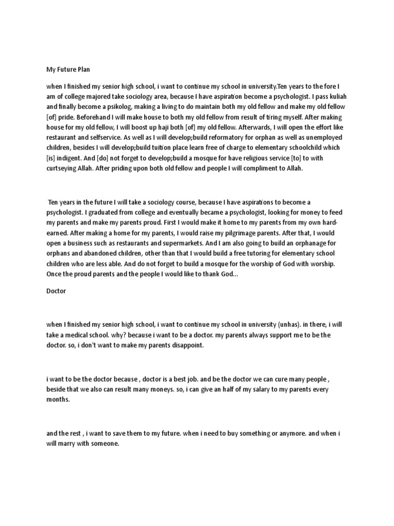 My Future Plan | PDF | Schools | Religion And Belief