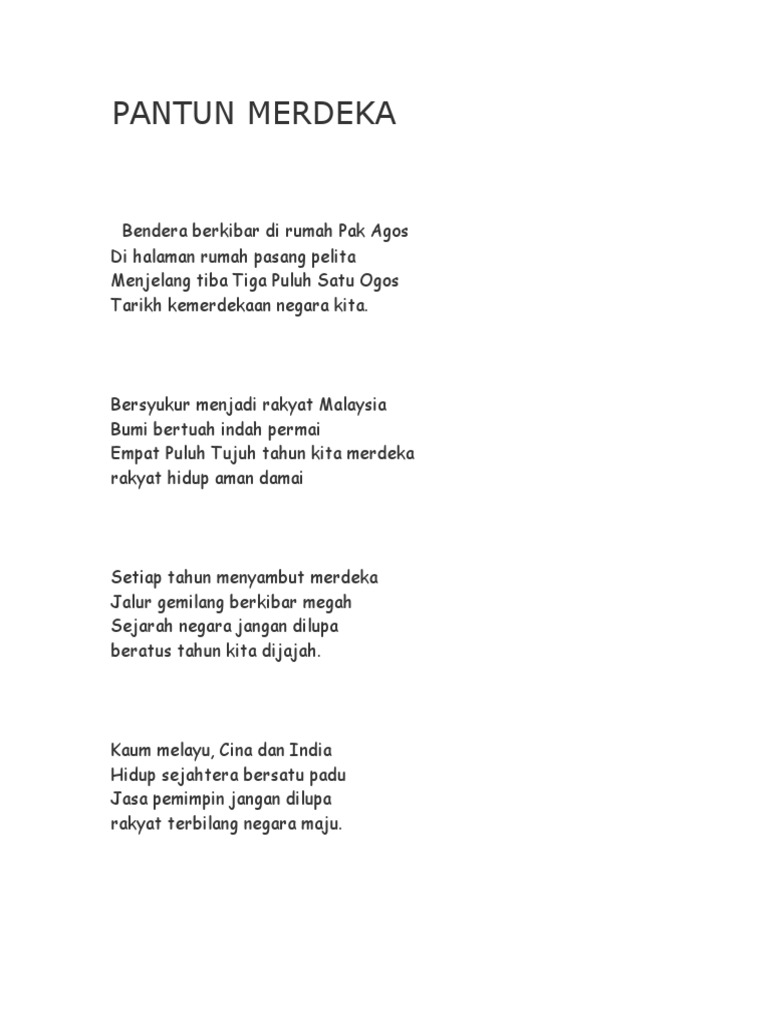 Pantun Merdeka 1 | PDF