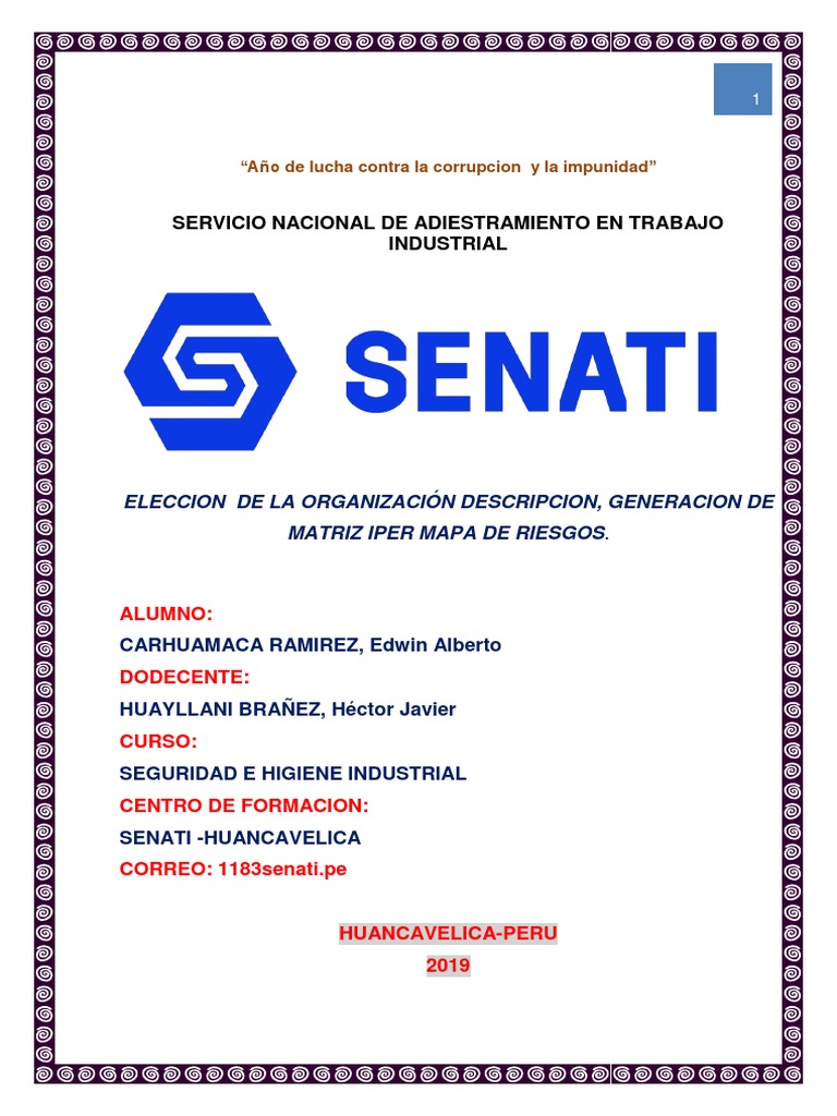 Tarea de Edwin-Seguridad-E-Higiene-Industrial-Senati | PDF | Seguridad y salud ocupacional | Riesgo