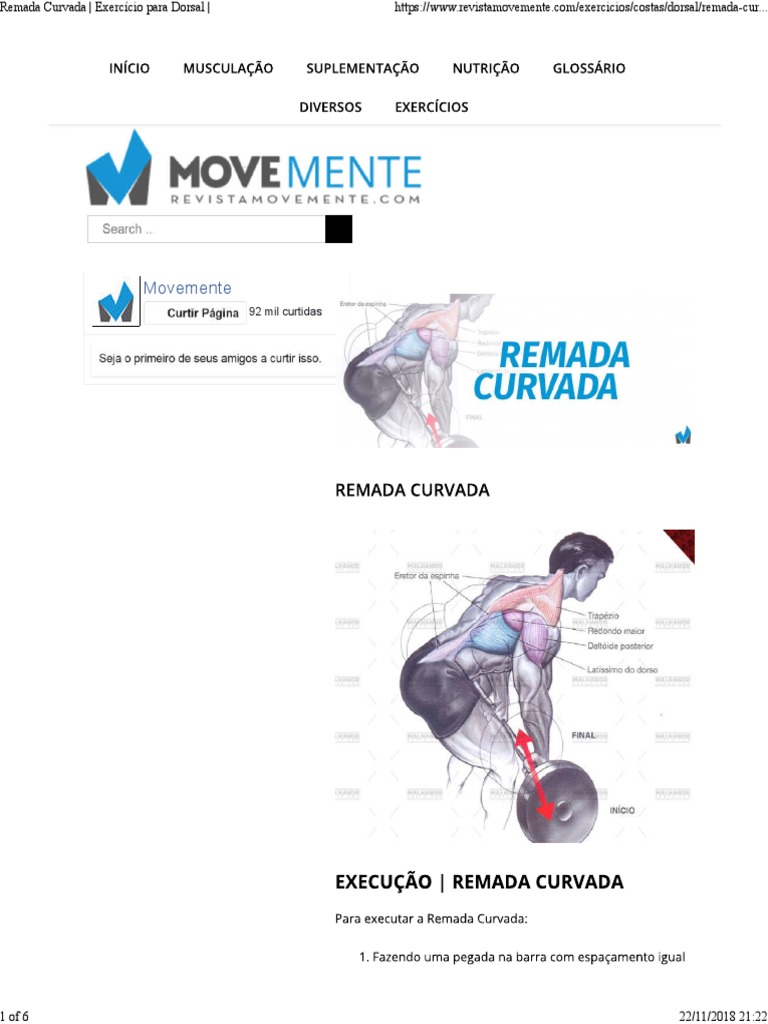 Execução da Remada Curvada Dorsal | PDF | Negócios | Esportes e Recreação