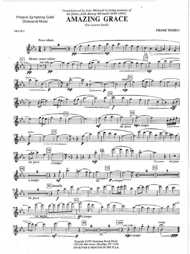 Amazing Grace Frank Ticheli - Flute 1 PDF | PDF