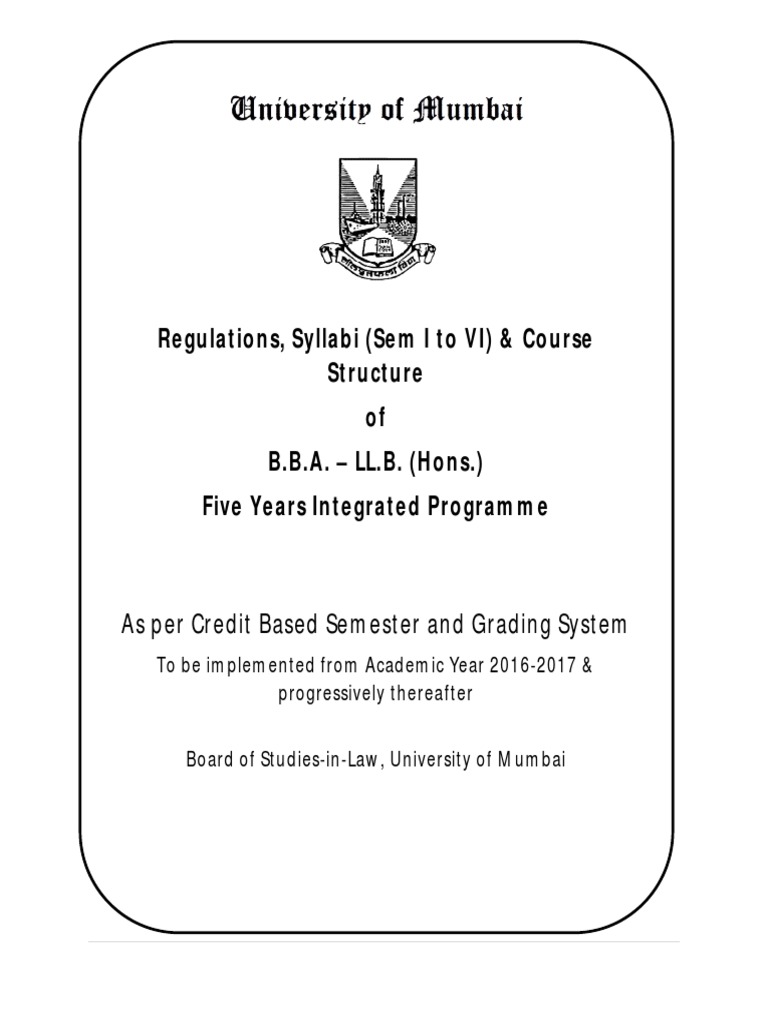 4.19 BBA LLB Hons. 5 Years Integrated Course Sem I To VI1 PDF | PDF ...