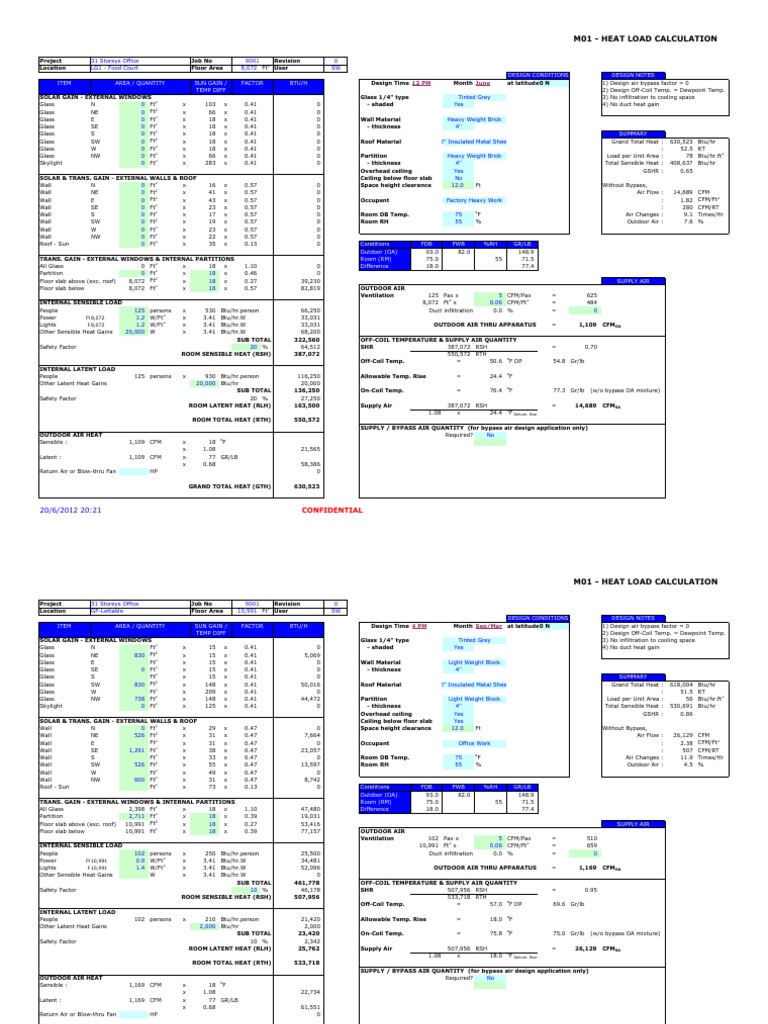 Heat Load Estimation MS1525 Design | PDF | Wall | Window