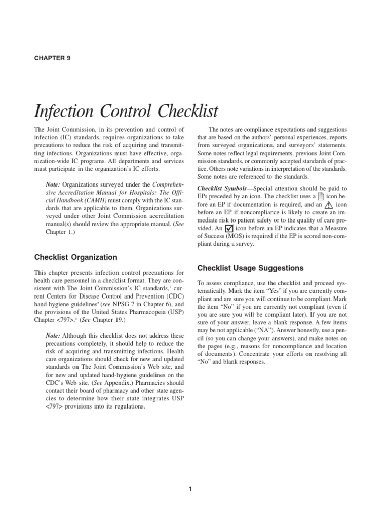 Ensuring Infection Control Compliance: An Infection Control Checklist ...