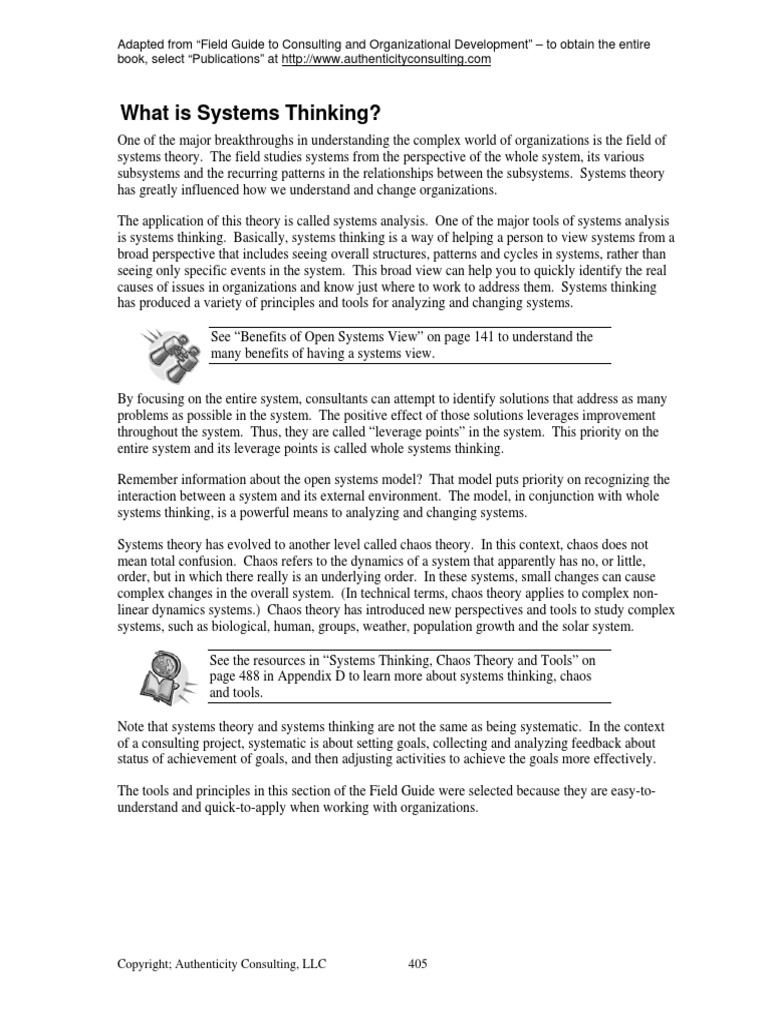 What Is Systems Thinking?: Adapted From "Field Guide To Consulting and ...