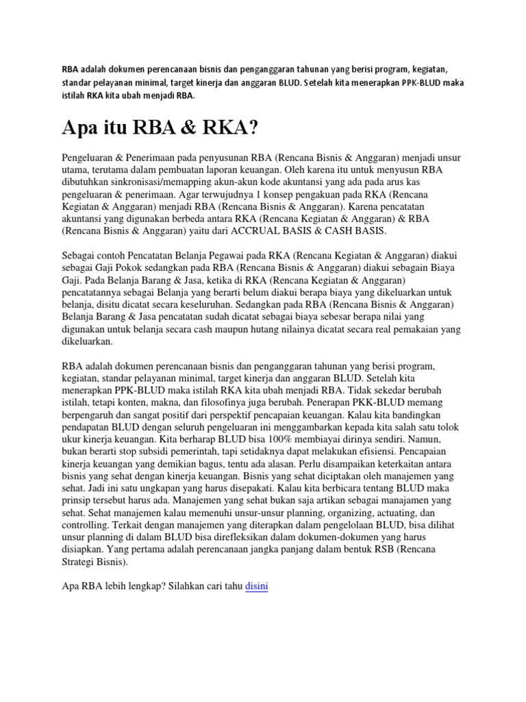 Apa Itu RBA Dan RKA | PDF