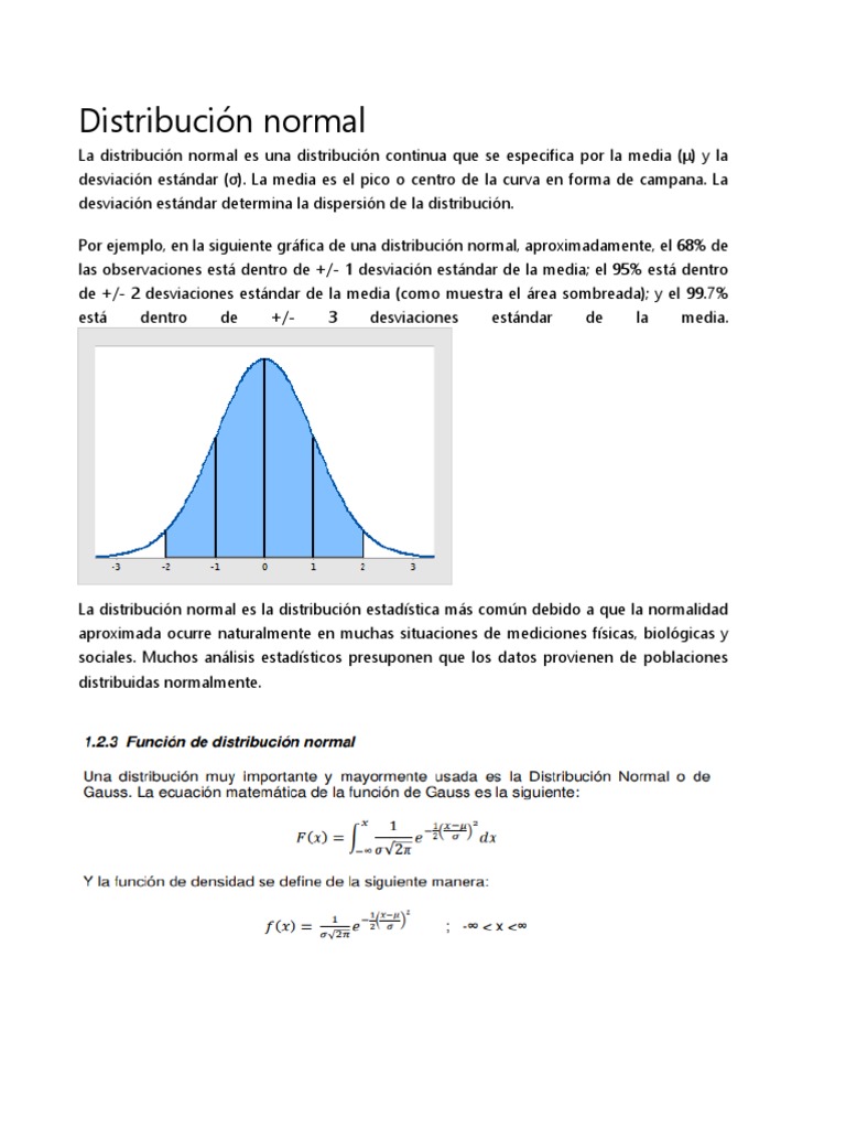 Distribución normal.docx | Distribución normal | Desviación Estándar