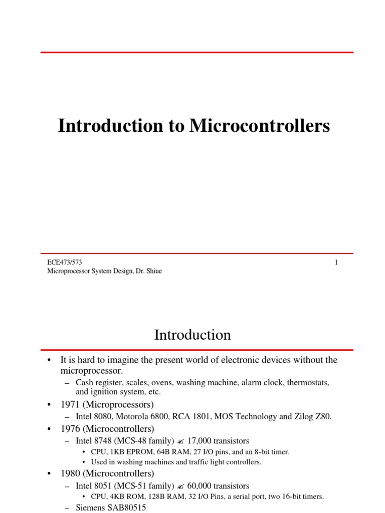 Introduction To Microcontrollers: ECE473/573 Microprocessor System ...