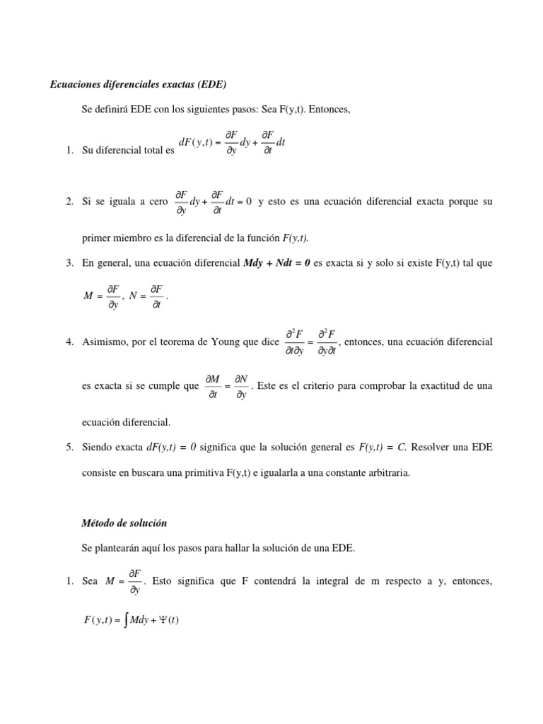 Ecuaciones Diferenciales Exactas | PDF | Ecuaciones diferenciales | Ecuaciones