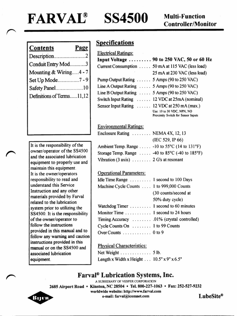 Sistema Farval Ss4500 | PDF