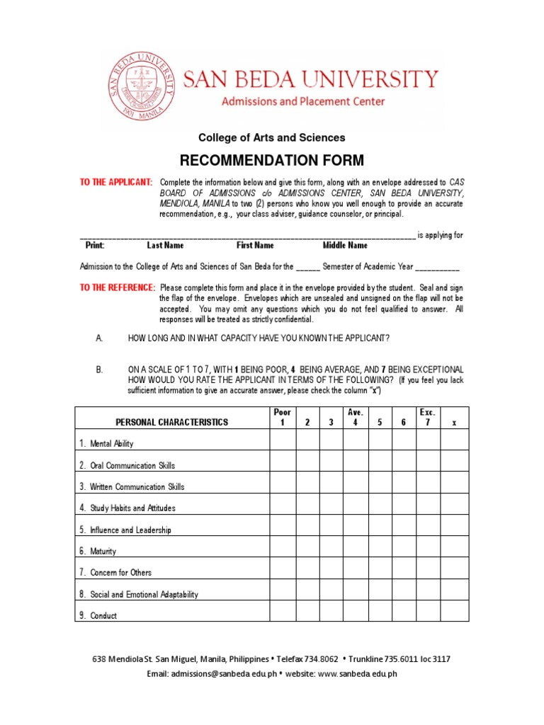 Cas Letter of Recommendation | PDF | Behavior Modification | Social ...